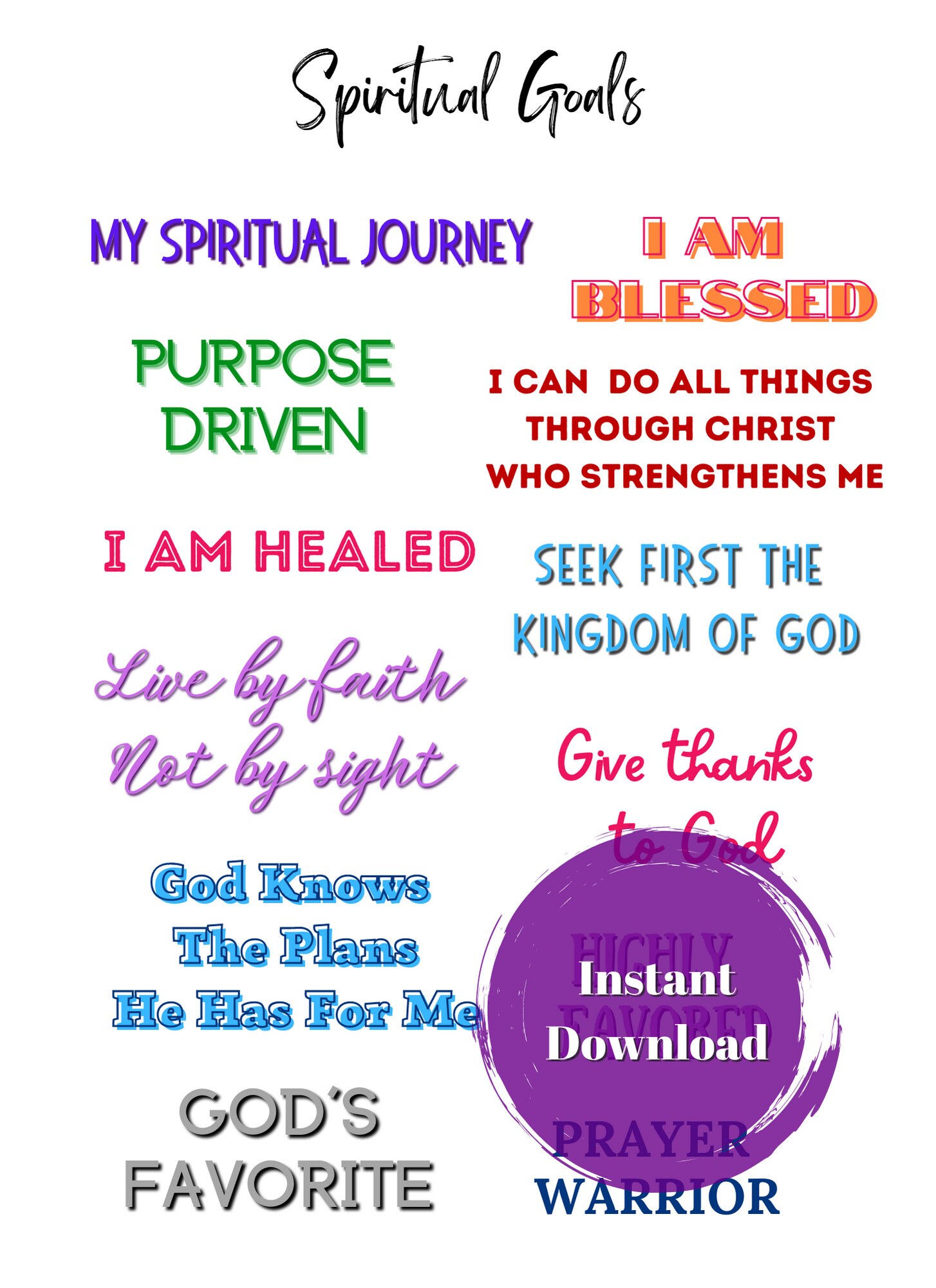 Vision Board Words|vision Board Printables|spiritual Goal Words|words ...