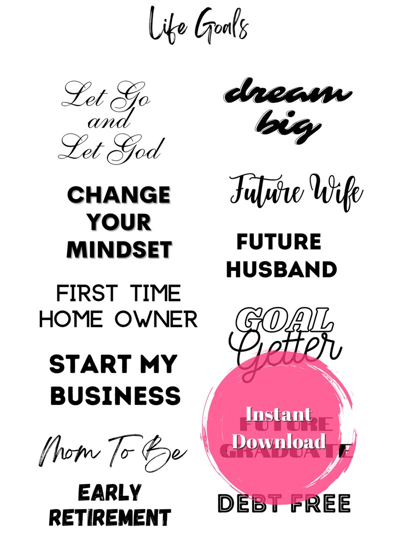 Vision Board Words|vision Board Printables|life Goal Words|words of ...