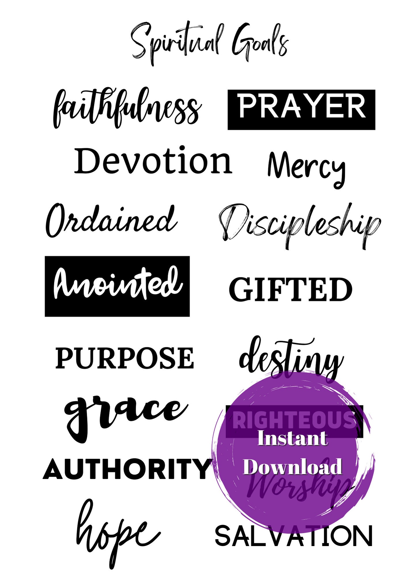 Vision Board Words|vision Board Printables|spiritual Goal Words|words ...