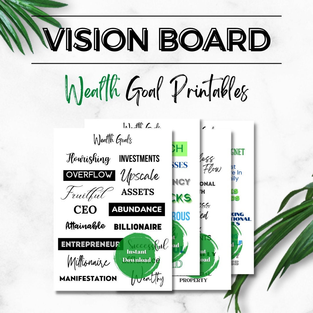 Vision Board Words|vision Board Printables|wealth Goal Words|words of ...