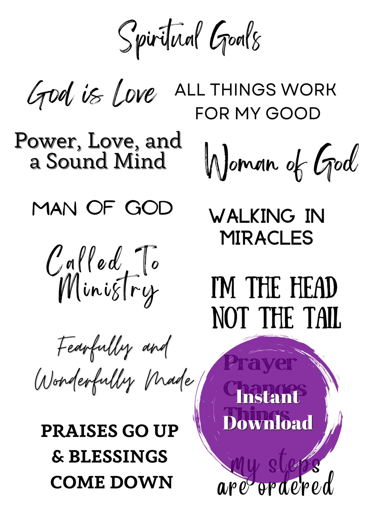 Vision Board Words|vision Board Printables|spiritual Goal Words|words ...