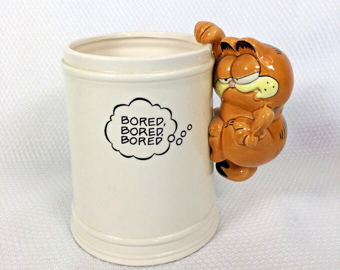 Vtg 1981 Garfield Jim Davis Ceramic Mug Bored Bored Bored Garfield Cat ...
