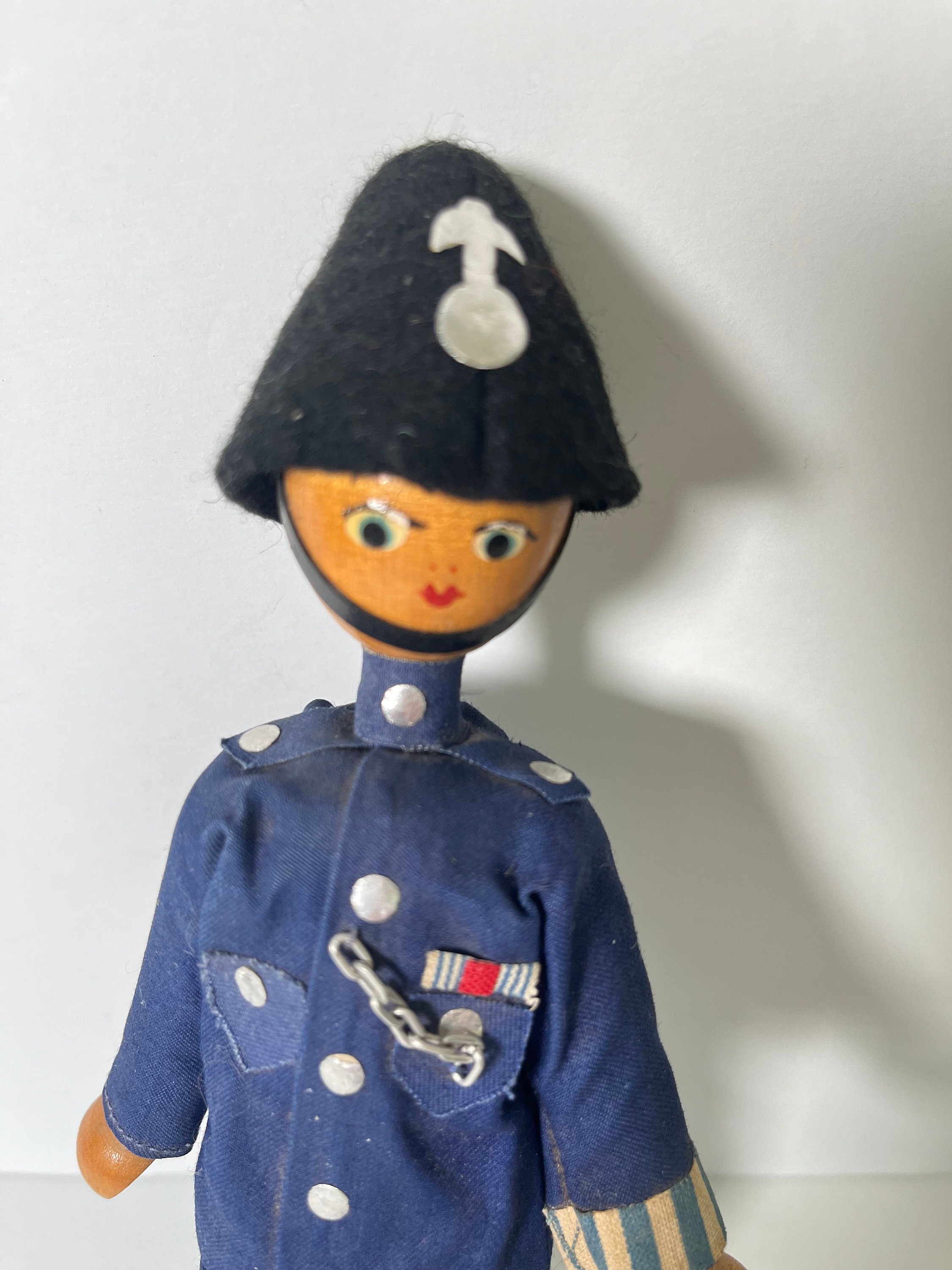 Vintage Wood Peg Police Officer London BOBBY Doll Made in Poland 8 - Etsy