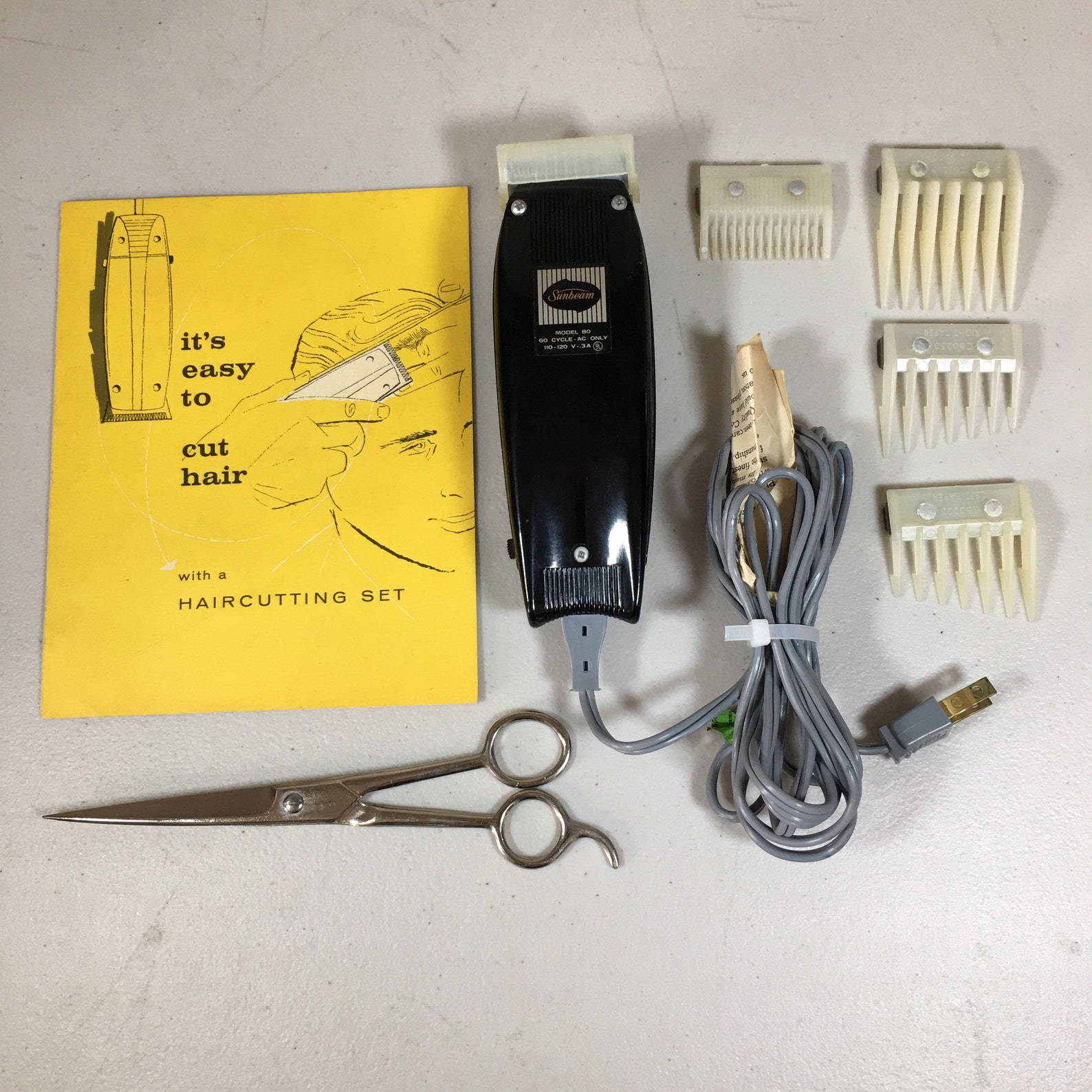 Vintage Sunbeam Hair Clipper Cutter Model 80 Attachments & | Etsy