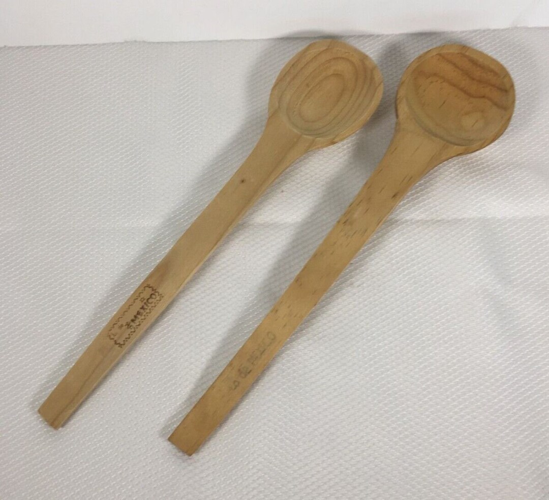 Vintage Hand Carved Wooden Soup Ladle Spoons Made in Mexico Set of 2 - Etsy