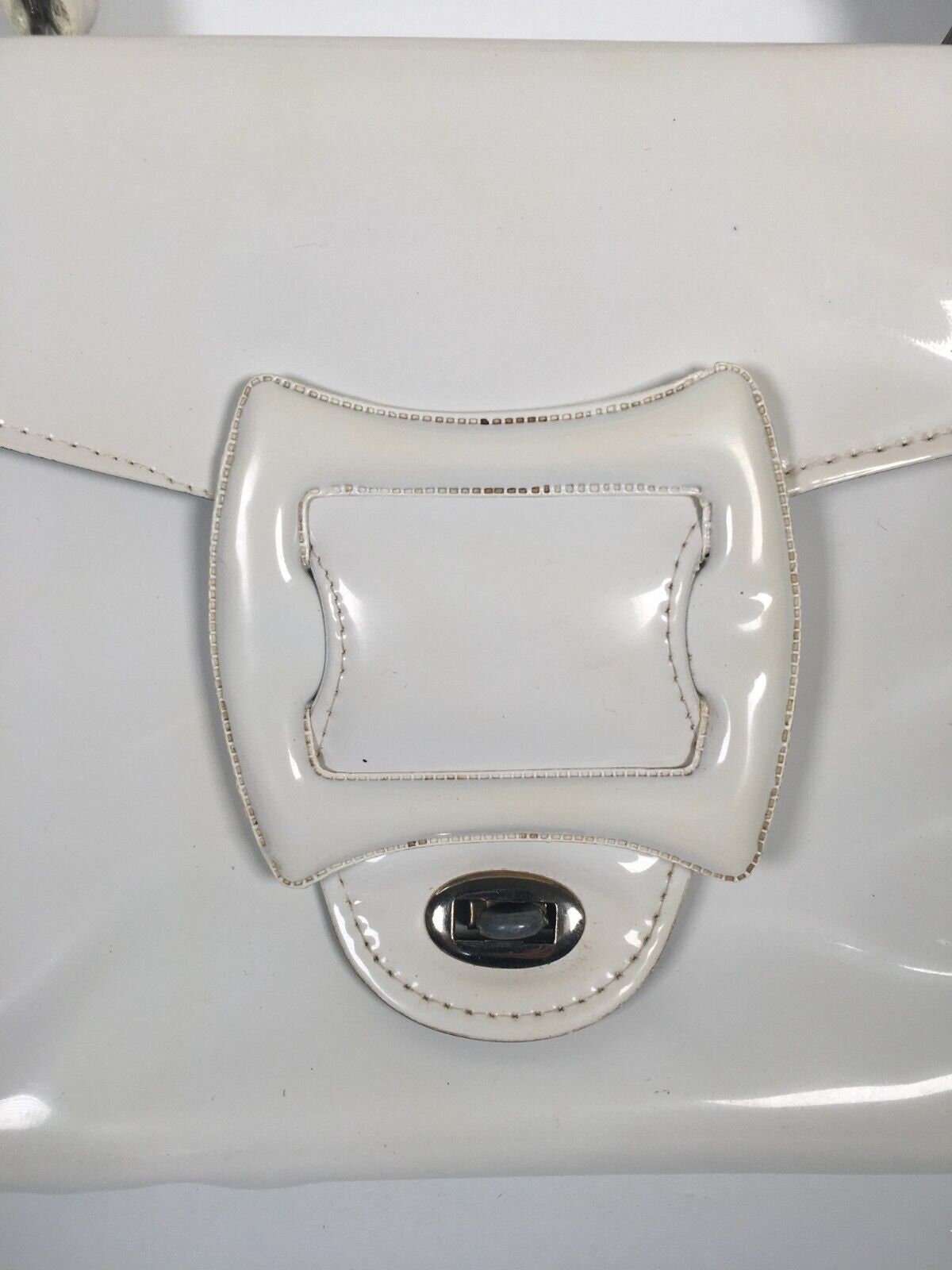 Vintage 1970s White Glossy Vinyl Purse Handbag 3 Compartments - Etsy