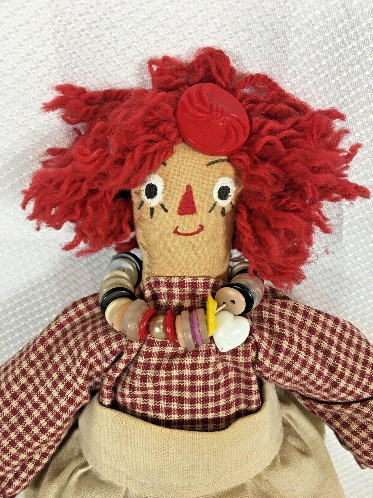 Vintage Raggedy Ann Doll Painted Face 15in - Etsy