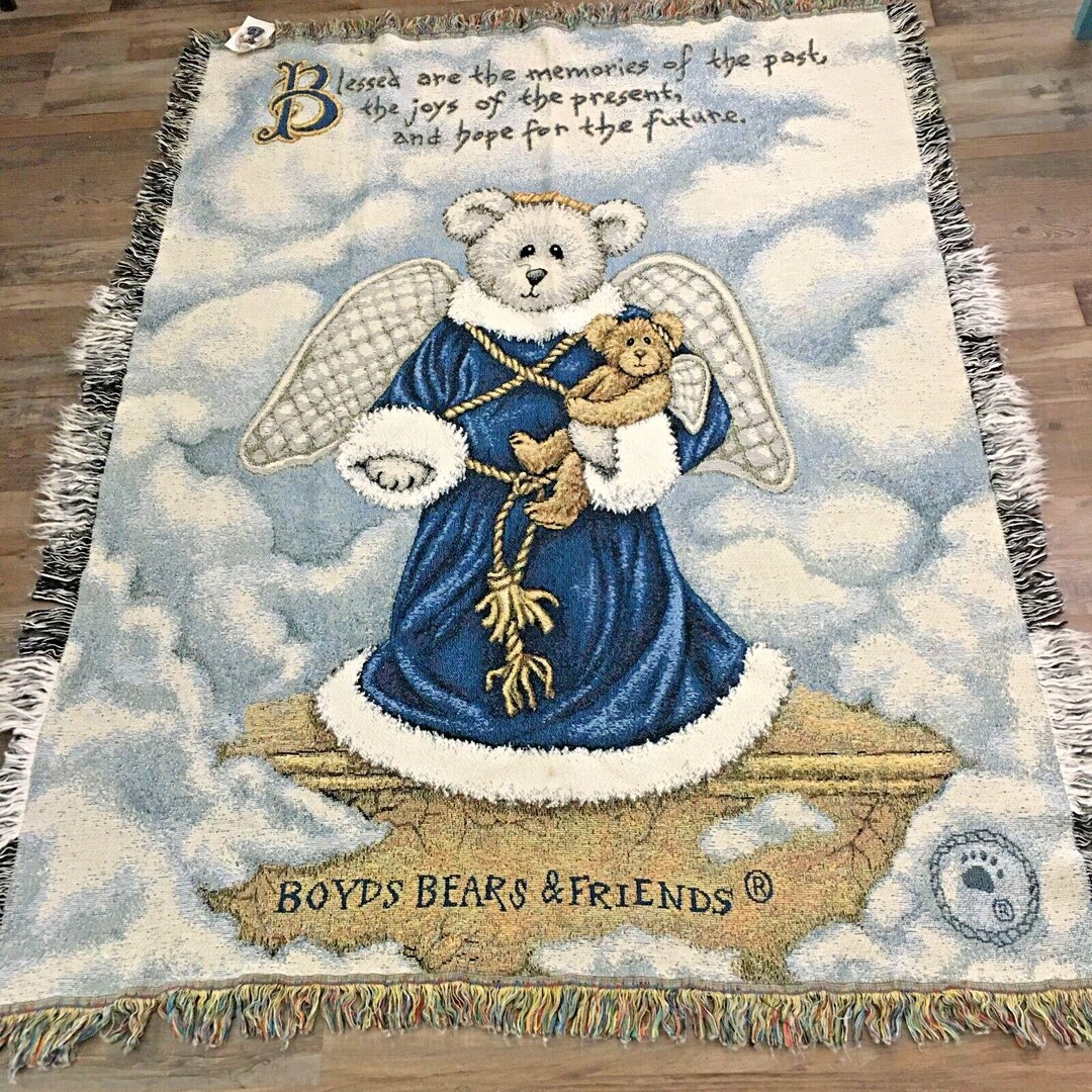 Vintage 2001 Boyd's Bears Celeste Angel Tapestry Afghan Throw Blanket ...