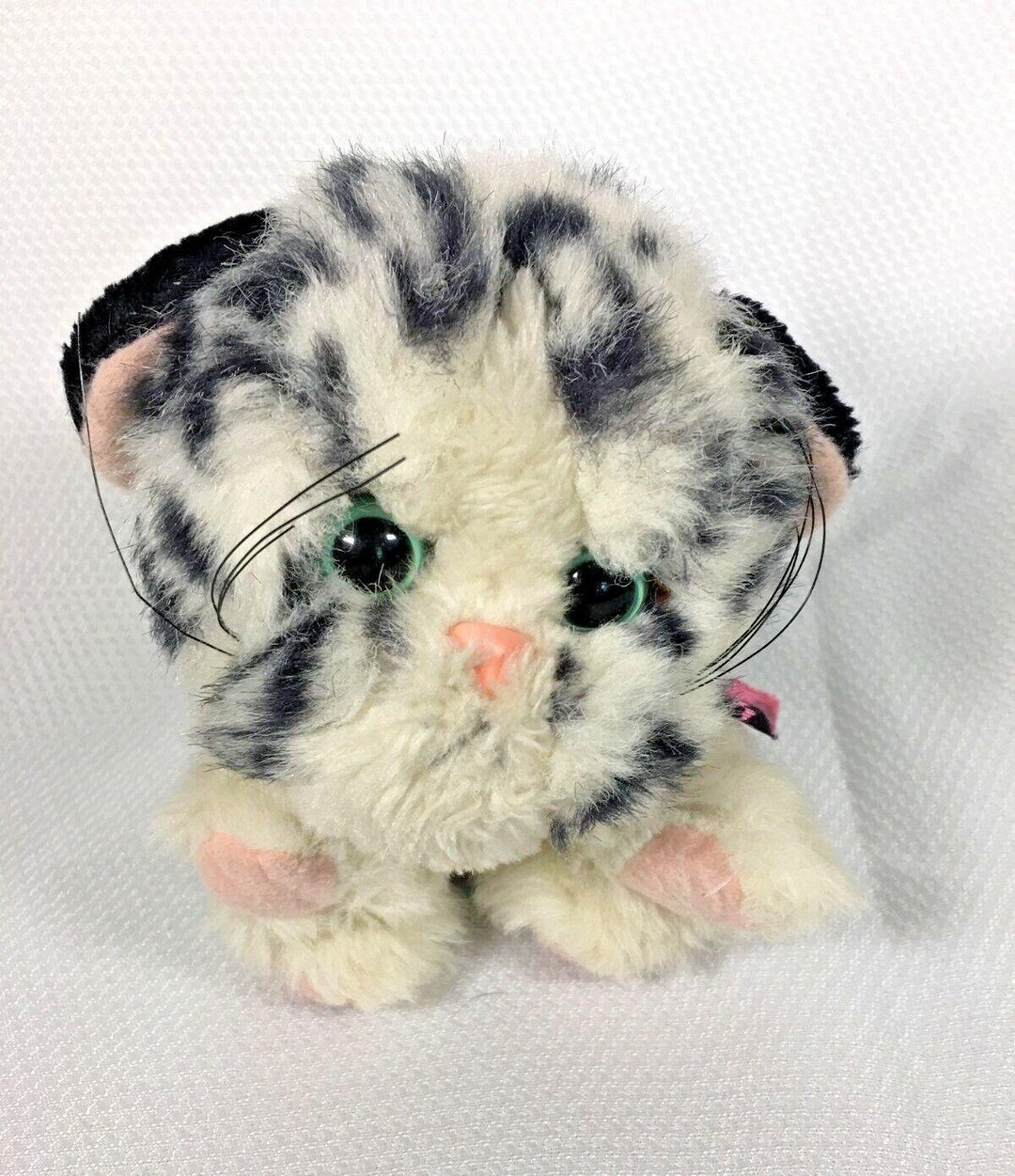 Vtg Tyco Kitty Kitty Jungle Kitten Snow Leopard Purrs Pink Black Bow ...