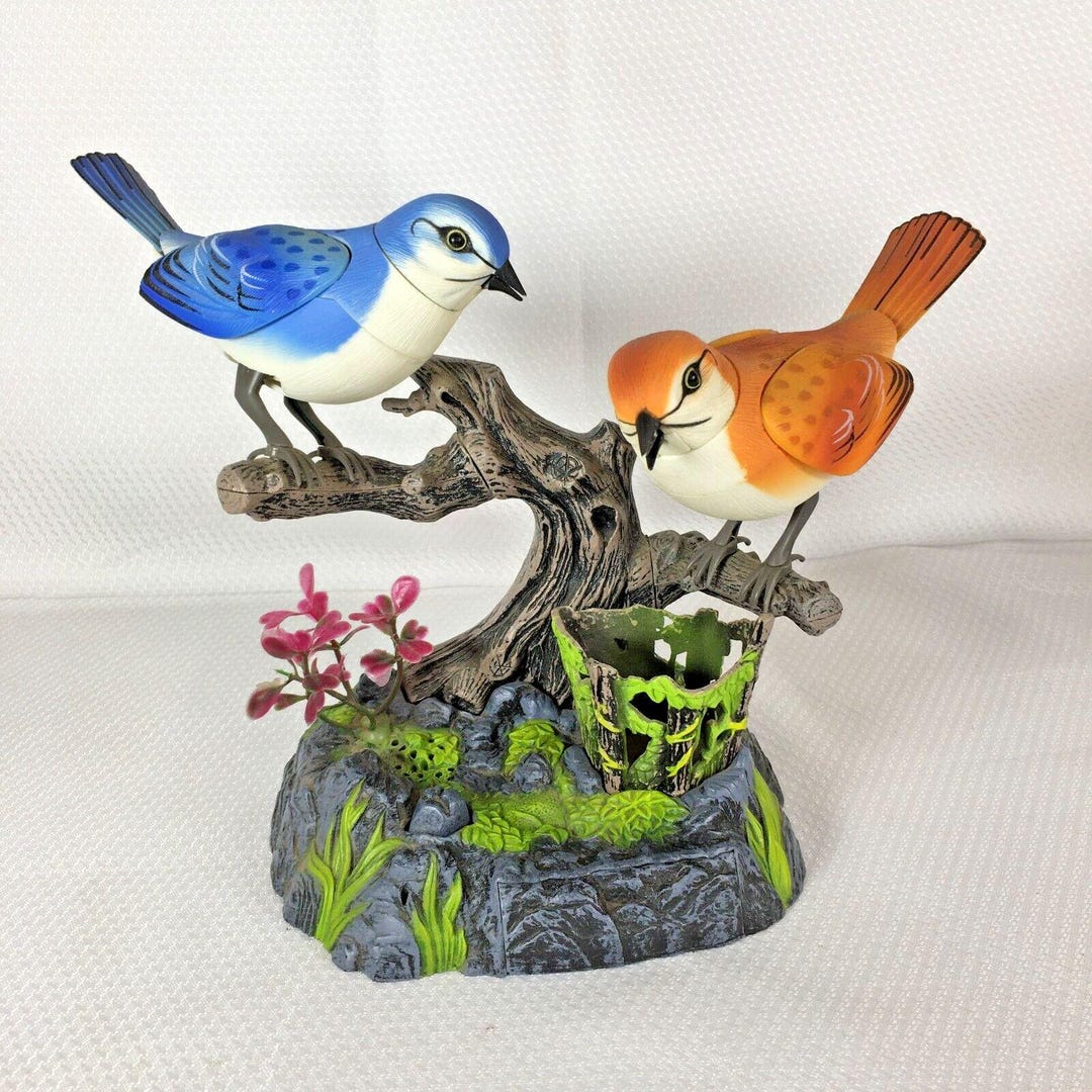 Vintage Plastic Dual Singing Birds Animated Chirps Head Moves One Not ...