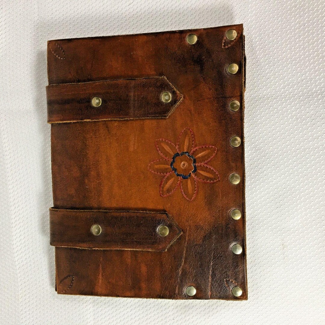 Handcrafted Leather Book Cover Note Pad Artist Portfolio Studded ...