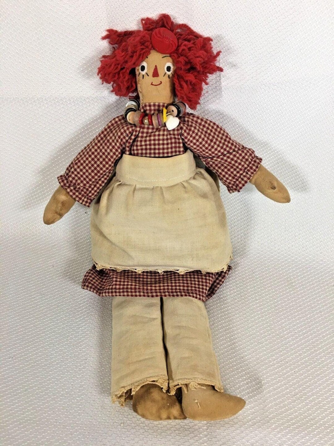 Vintage Raggedy Ann Doll Painted Face 15in - Etsy