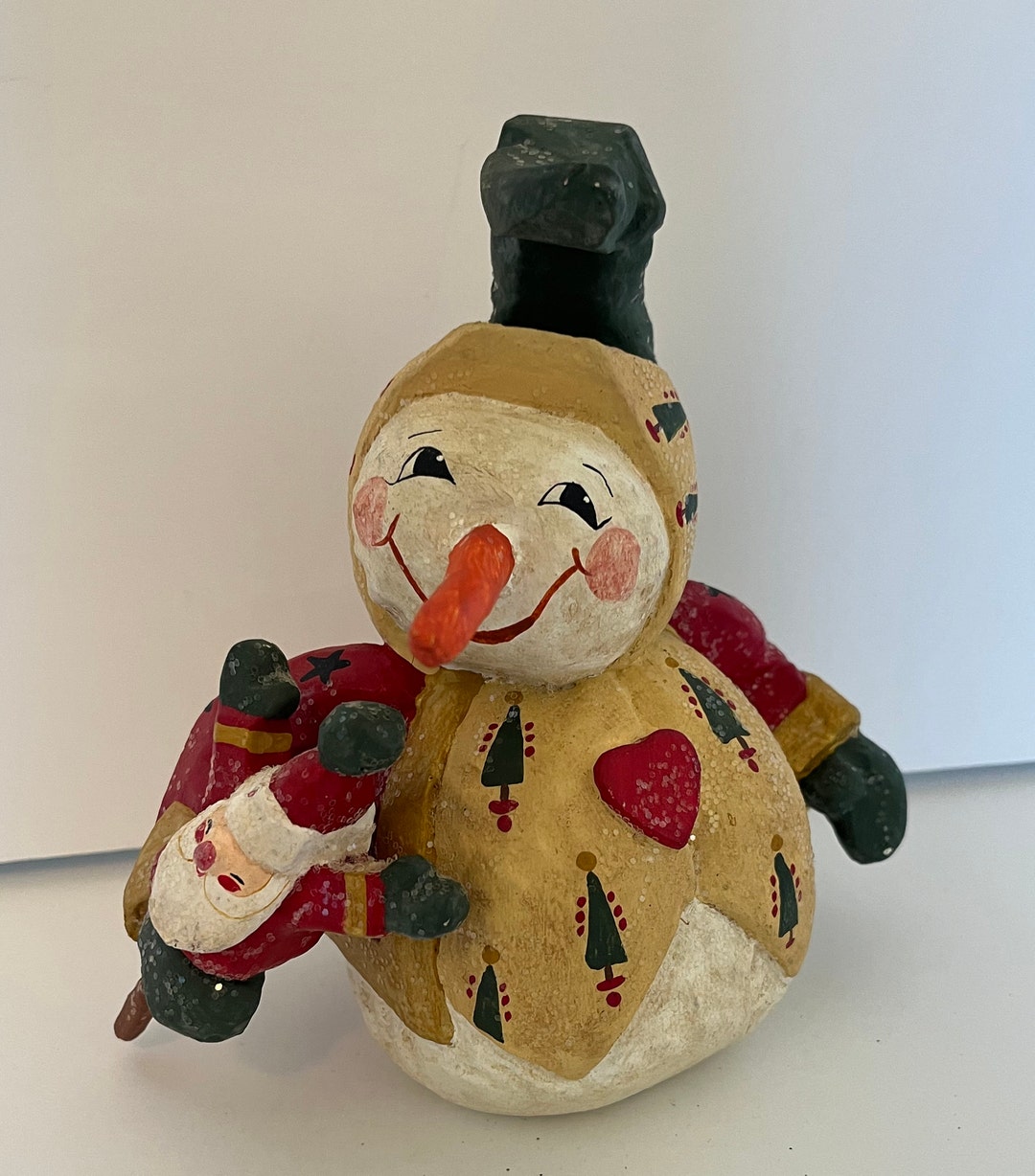 Denise Calla for House of Hatten Snowman With Santa on A Stick 1998 ...