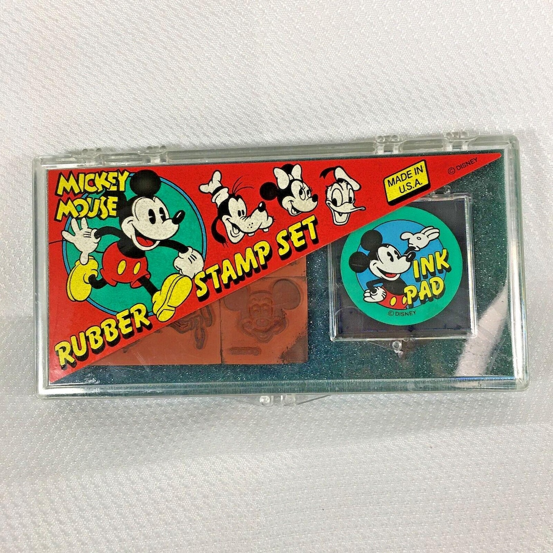 Vintage Disney Mickey Mouse Rubber Stamp Set Mickey Minnie Goofy Donald ...