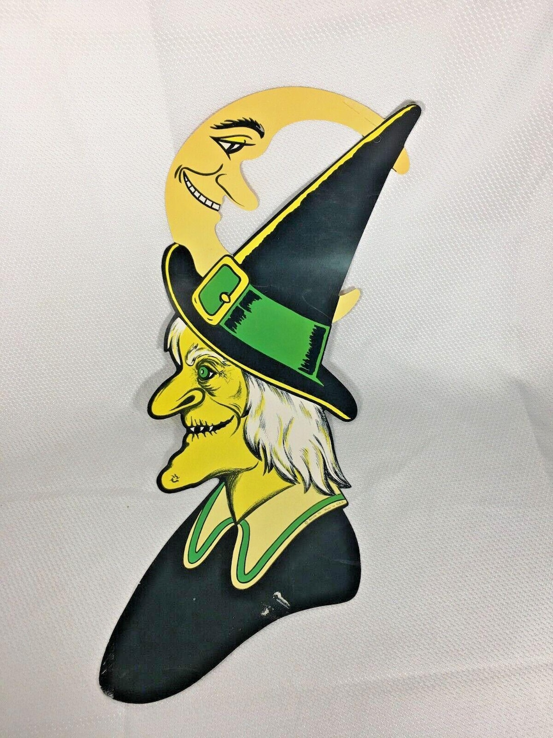 Vintage Beistle Halloween Die Cut Wall Decoration Witch W/half Moon 23 ...
