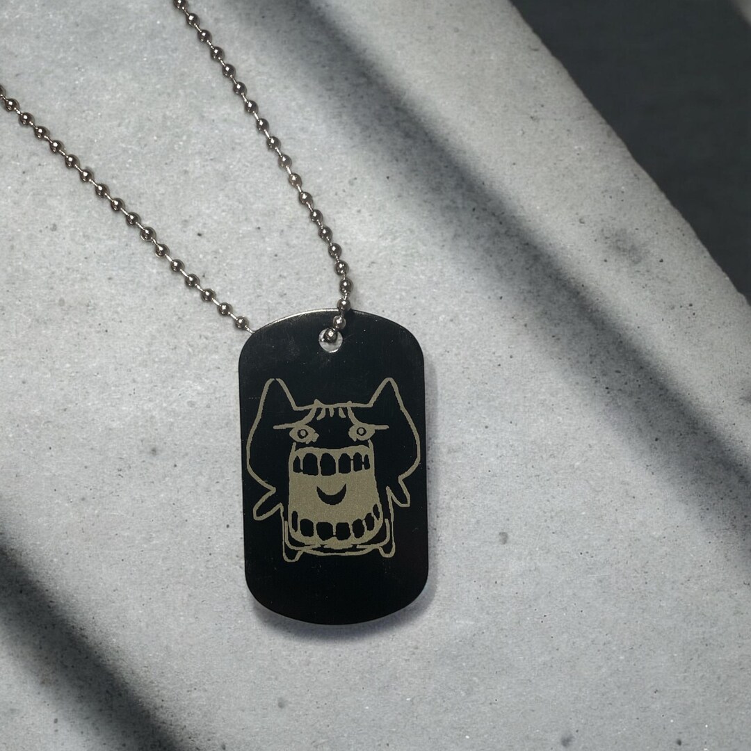 Laser Engraved Wojack Screaming Crying Cat Black Dog Tag Pendant Unique ...