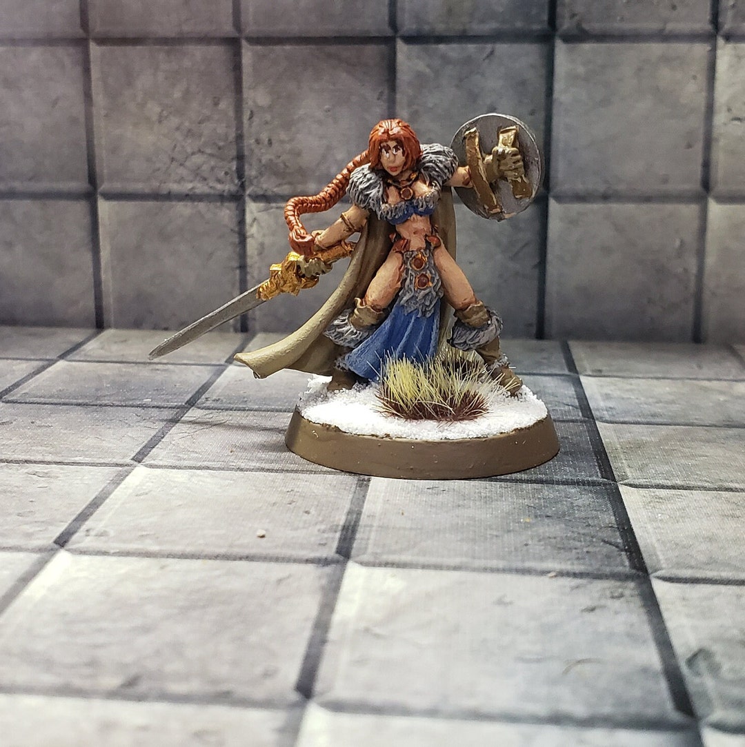 Painted Female Barbarian Miniature, Game-ready Character - Etsy