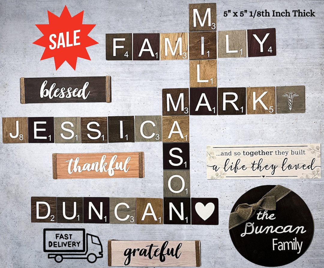 Family Word Art Tiles - Custom 5x5 Wood Tile Set - Personalized Home ...