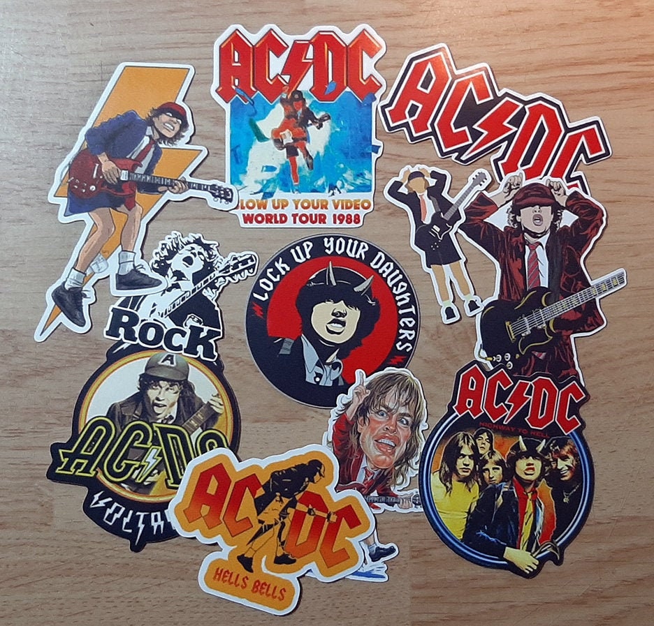 ACDC stickers AC/DC sticker sets glossy vinyl stickers | Etsy