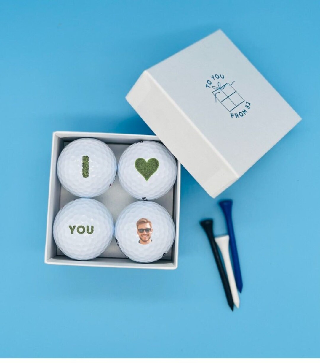 4 X Personalised Golf Balls in Gift Box - I Love You - Valentines ...