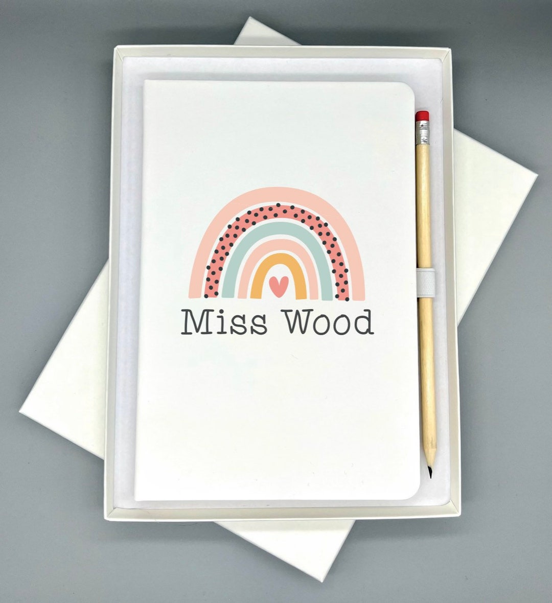 Rainbow Thank You Teacher Notepad Notebook Journal Gift - Personalised ...