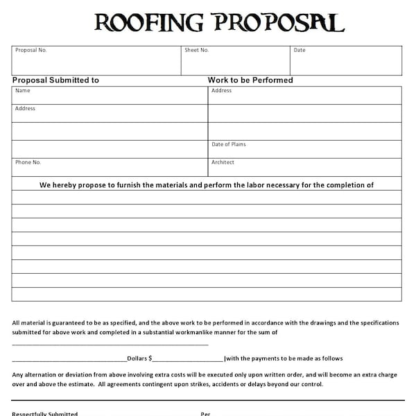 Roofing Proposal Template - Etsy