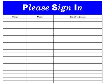 Sign in Sheet ,template, Versatile Printable and Editable, Client Sign ...