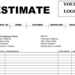 ESTIMATE-INVOICE Template Lined Document Printable Form editable ...