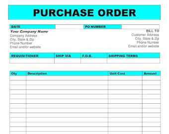 Printable Editable Purchase Order Template Word Document - Etsy