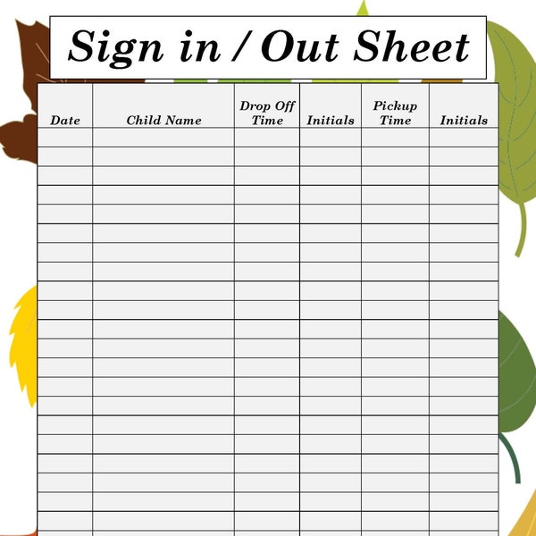 Student Sign Out Sheet - Etsy
