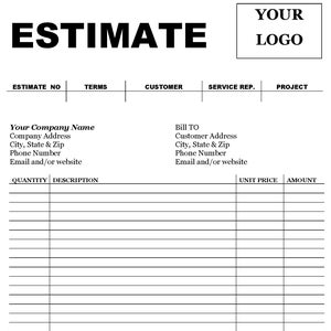 ESTIMATE-INVOICE Template Lined Document Printable Form editable ...