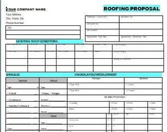 Roofing Proposal Templates PRINTABLE FORM 8.5 by 14 Legal - Etsy
