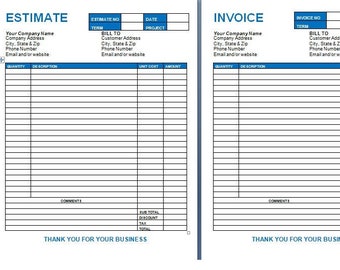 ESTIMATE-INVOICE | Dark Aqua Template |printable Form | Instant ...