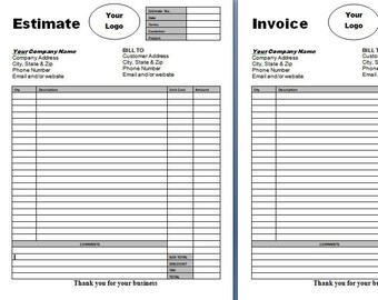ESTIMATE-INVOICE Gray Template Printable Form - Etsy