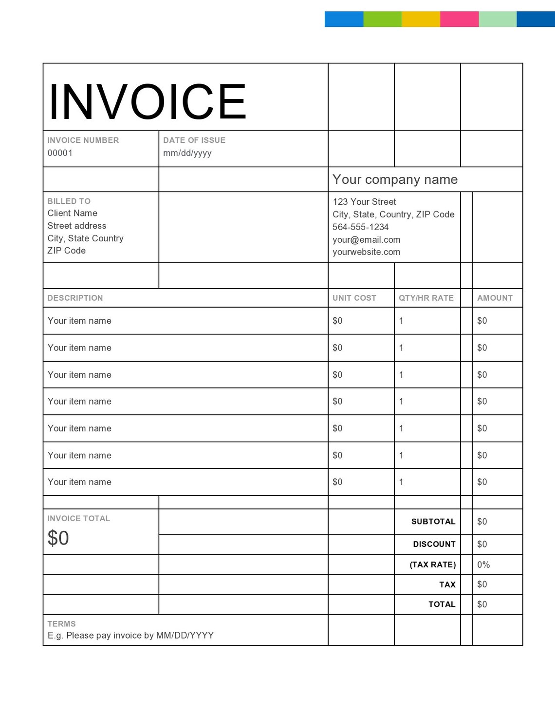 Printable Estimate-invoice Template - Business Form - Word, PDF ...