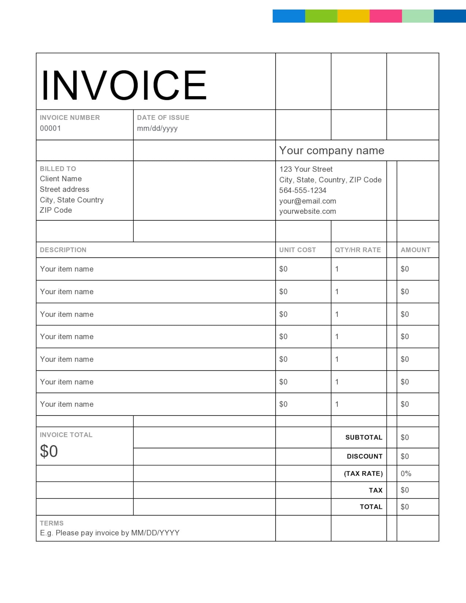 Printable Estimate-invoice Template - Business Form - Word, PDF ...
