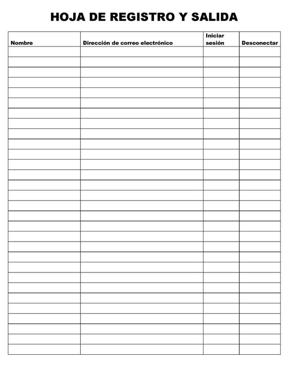 Hoja De Registro Editable E Imprimible Formatos Para Presentar