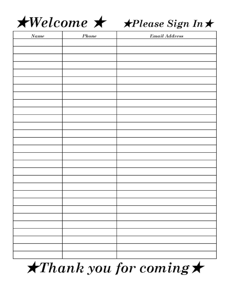 Open House Sign-in Sheet | Marketing | Instant Download | DOC | PDF ...
