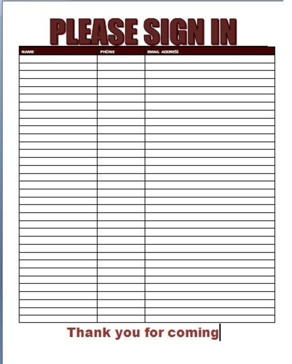 Printable Welcome Sign in Sheet Real Estate and Open House | Etsy