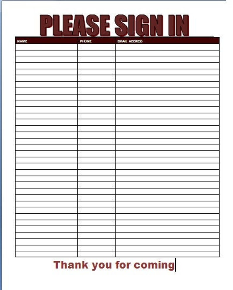 Printable Welcome Sign in Sheet | Real Estate and Open House Flyer ...