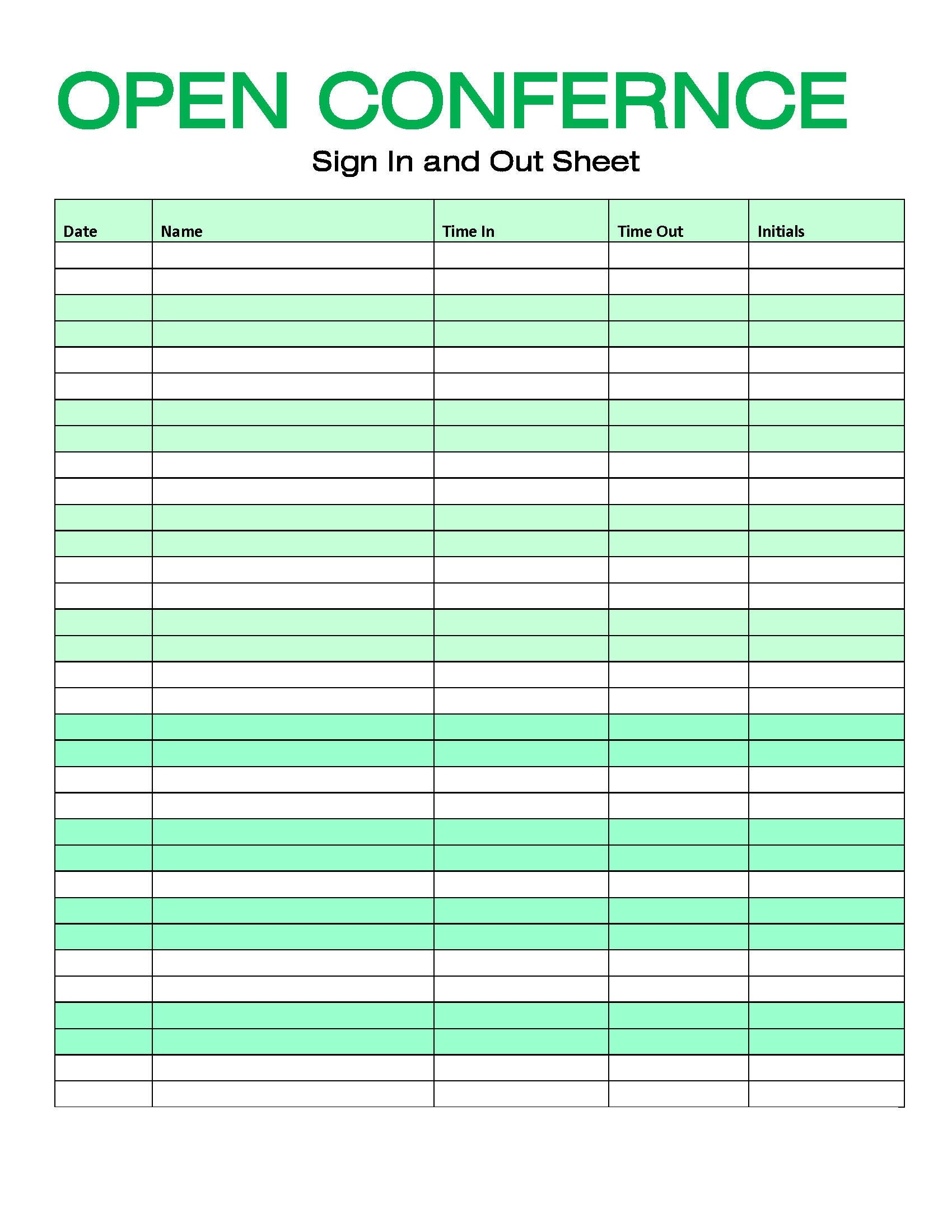 Sign in Sign Out Sheet Template Printable Sign in and Sign - Etsy
