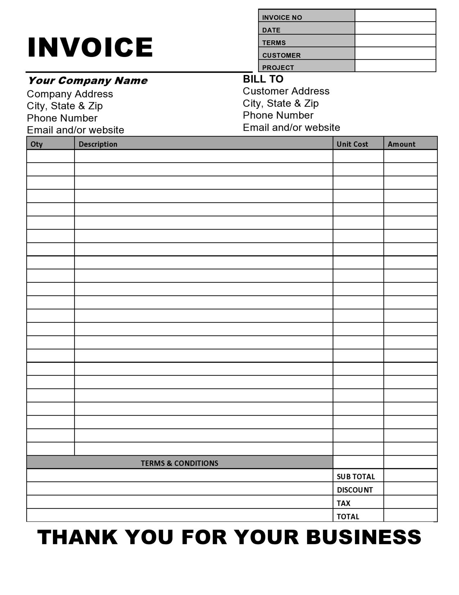 Estimate Invoice Template PLATINUM PDF Business Printable Simple ...