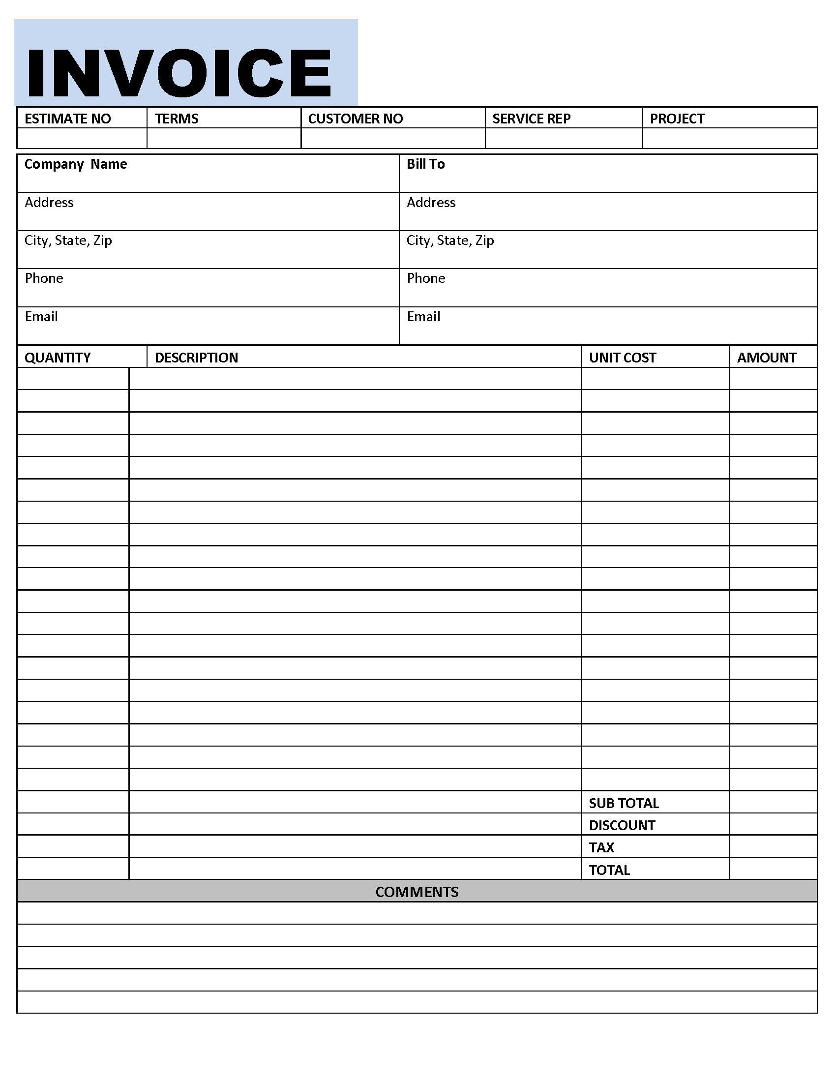 Printable Estimate Invoice Template | Simple Business Form - Etsy