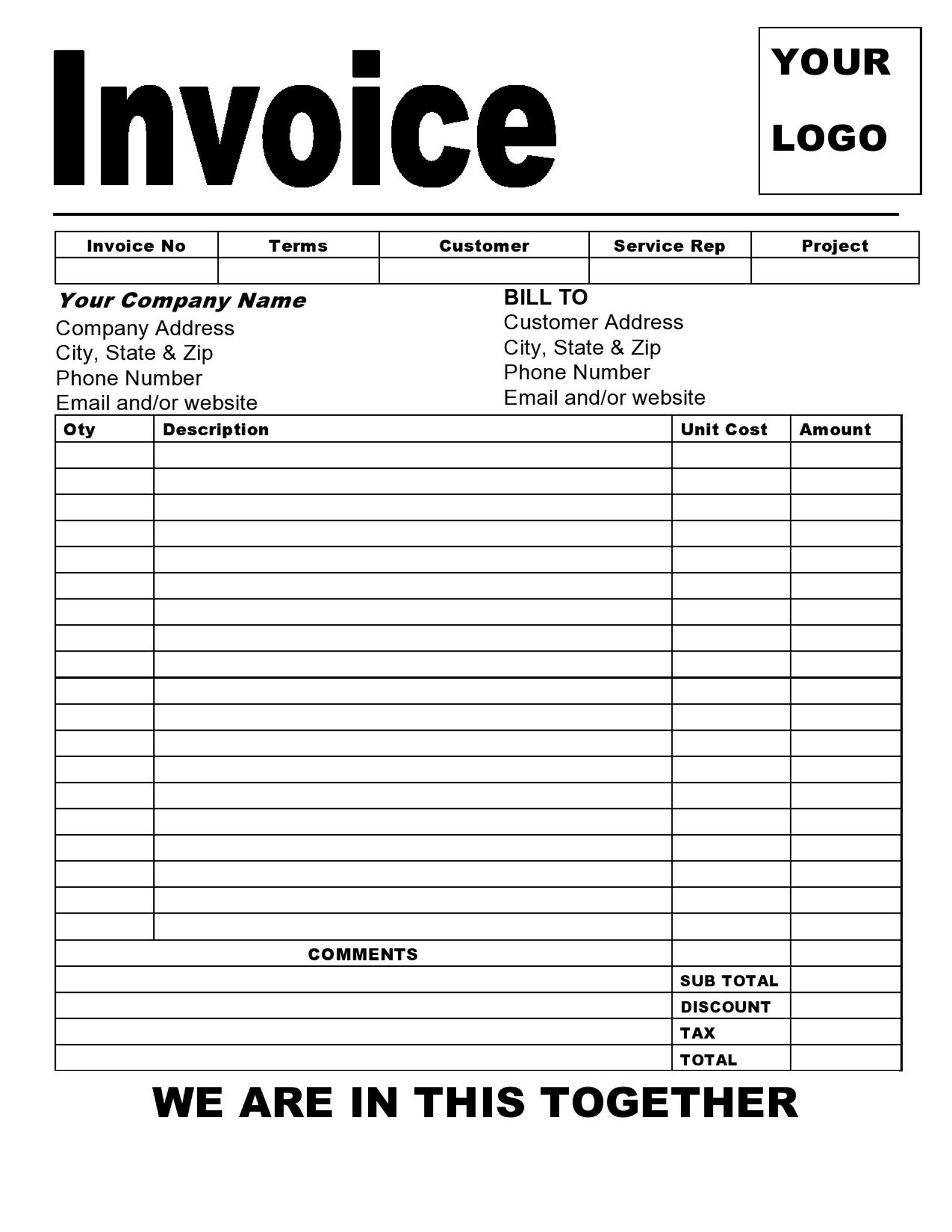 ESTIMATE-INVOICE Template | Plain Lined | Instant Download - Etsy