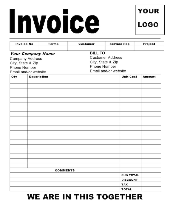Blank Service Invoice Templates
