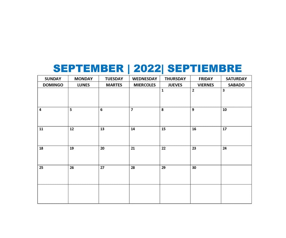English-spanish Fiscal Calendar September 2022-august 2023 | Printable ...