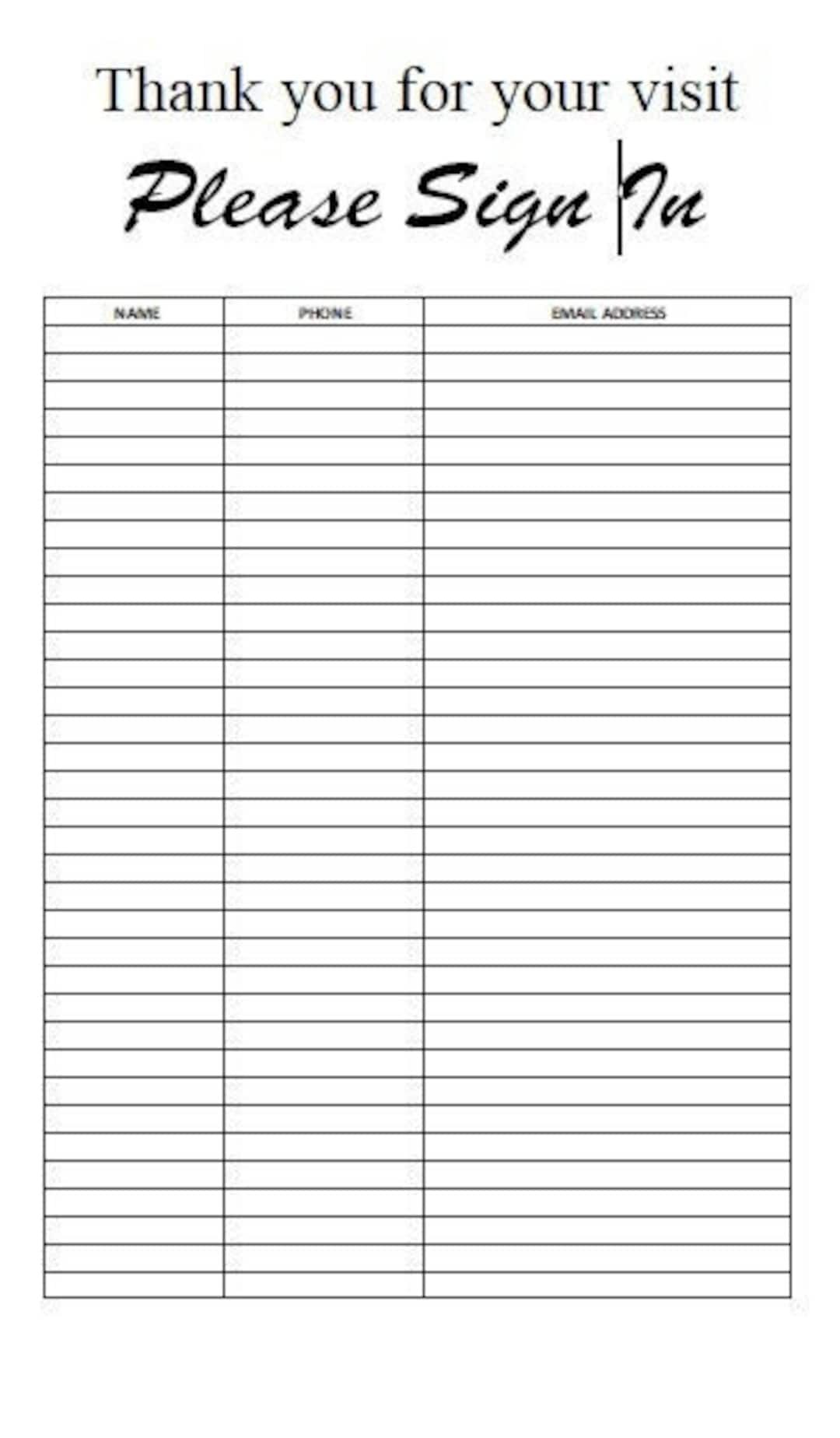 Open House Sign-in Sheet | Marketing | Instant Download | DOC | PDF ...