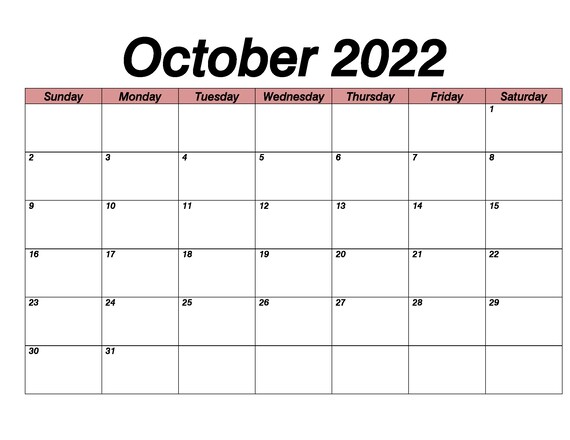 September October 2022 Calendar