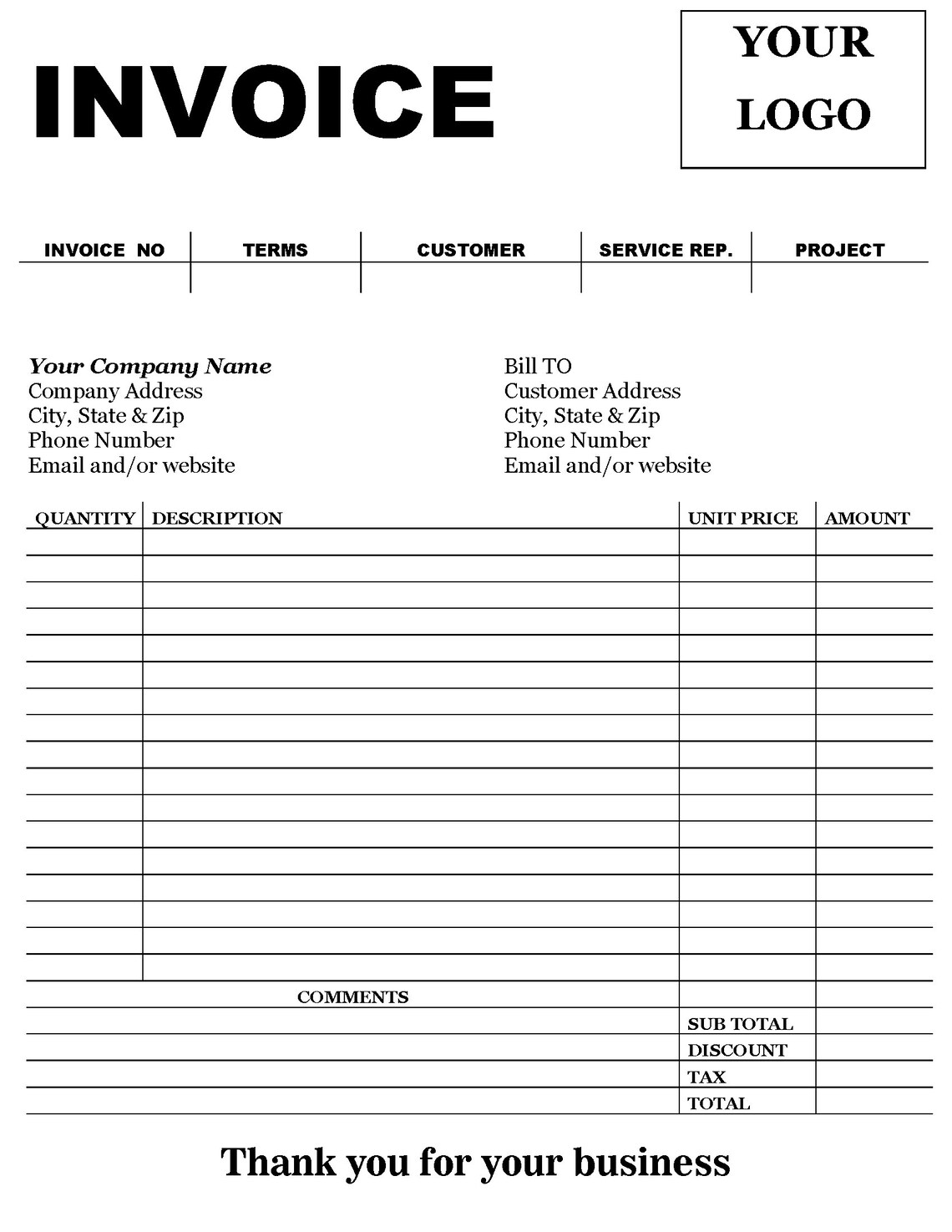 ESTIMATE-INVOICE Template Lined Document Printable Form editable ...