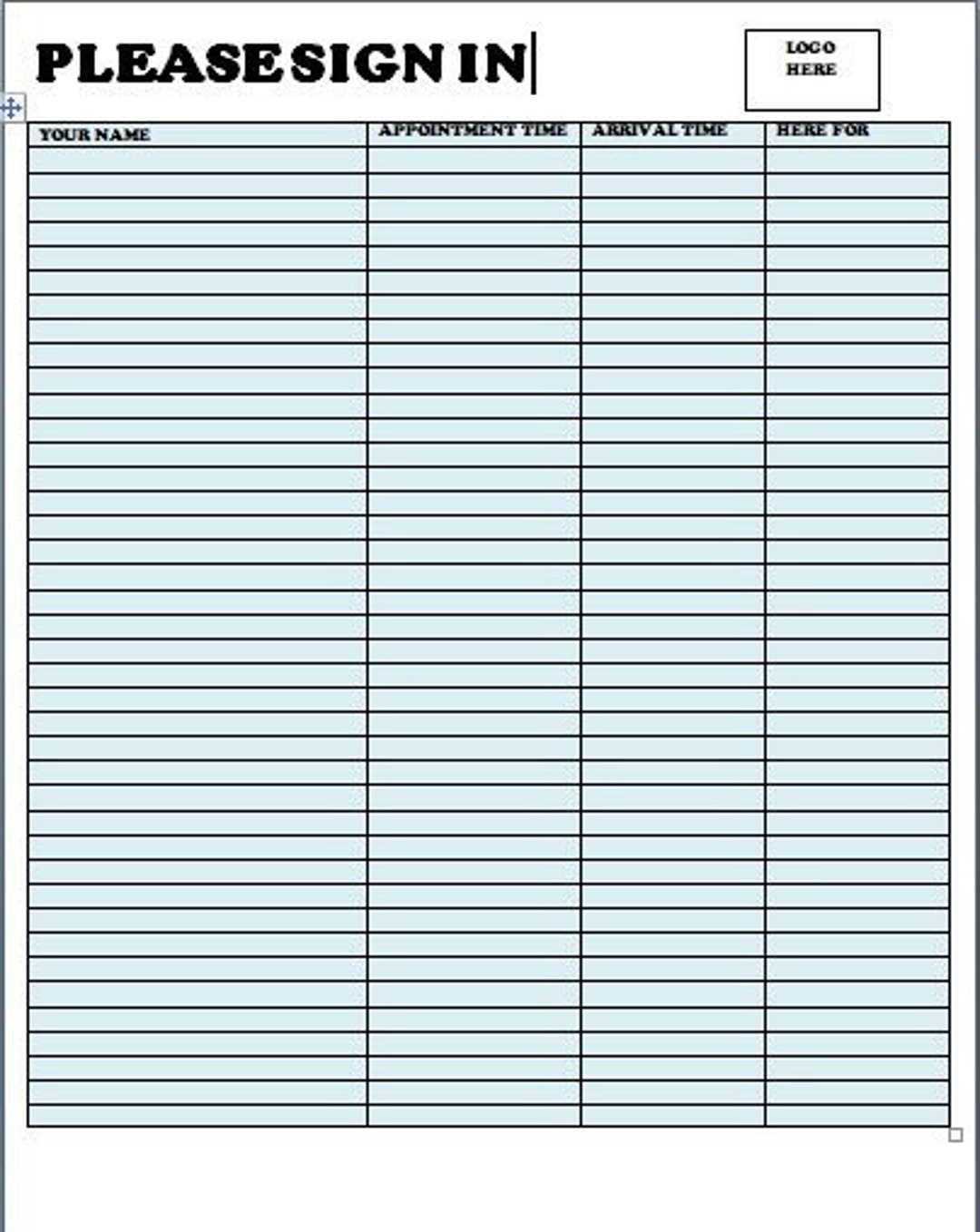 Editable Sign in Sheet, Cooperblack Extension Sign in Sheet, Salon Sign ...